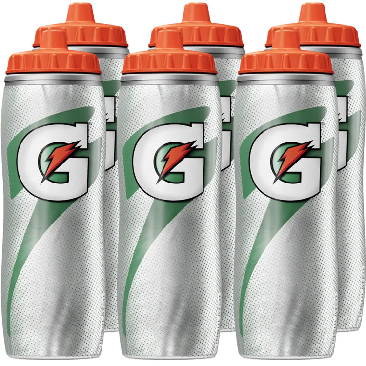 Gatorade Silver 30oz Insulated Squeeze Water Bottle, 6 Pack – Cannon Sports